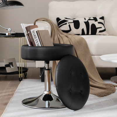Costway 360-Degree Swivel Bar Stool w/ Lid Tufted Vanity Stool Height ...