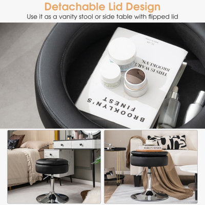 Costway 360-Degree Swivel Bar Stool w/ Lid Tufted Vanity Stool Height ...