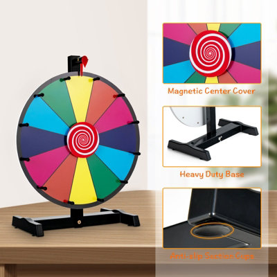 Costway 38cm Tabletop Spinning Wheel for Prizes W/ Dry Erase Marker