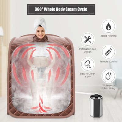 Costway 3L Foldbale Steam Sauna Personal Therapeutic Steam Spa Sauna ...