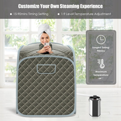 Costway 3L Foldbale Steam Sauna Personal Therapeutic Steam Spa Sauna ...
