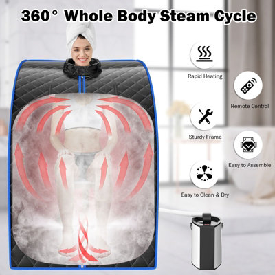 Costway 3L Portable Steam Sauna Spa Room Full Body Slimming Detox ...