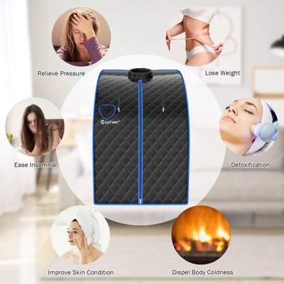 Costway 3L Portable Steam Sauna Spa Room Full Body Slimming Detox ...