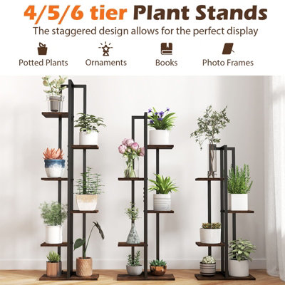 COSTWAY 4+5+6-Tier Indoor Flower Stands Multi-Tiered Plant Shelves ...