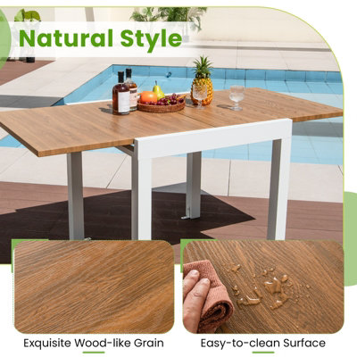 Costway 4-6 Person Expandable Patio Dining Table Aluminum Rectangular ...