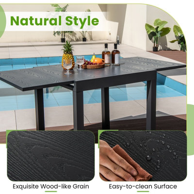 Costway 4-6 Person Expandable Patio Dining Table Aluminum Rectangular ...
