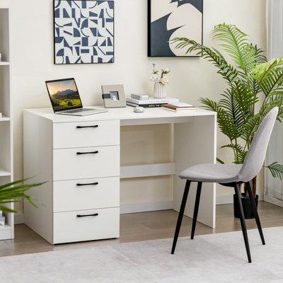 Costway 4 Drawers Computer Desk Modern Writing Desk Compact Laptop ...
