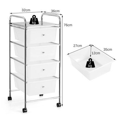 Costway 4 Drawers Storage Trolley Mobile Rolling Utility Cart Home ...