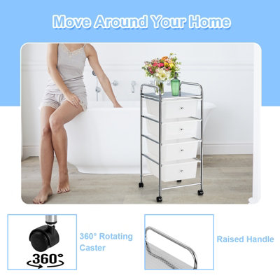Costway 4 Drawers Storage Trolley Mobile Rolling Utility Cart Home ...