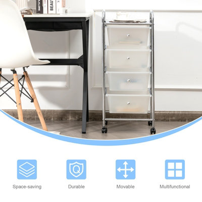 Costway 4 Drawers Storage Trolley Mobile Rolling Utility Cart Home ...