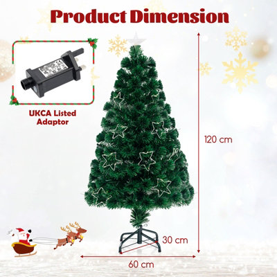 COSTWAY 4 FT Fiber Optic Christmas Tree Pre-Lit Artificial Xmas Tree W ...