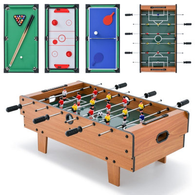 COSTWAY 4 in 1 Combo Game Table Set Foosball Table w/ Billiards-Natural