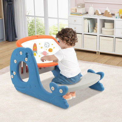 Costway 4 in 1 Convertible Kids Activity Table Set Adjustable Toddler Easel w Whiteboard