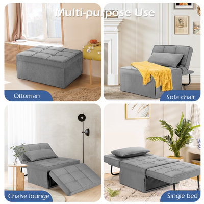 Costway 4-in-1 Convertible Sofa Bed Folding Ottoman Sleeper Space ...