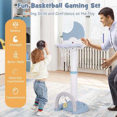 COSTWAY 4-In-1 Kids Basketball Hoop Adjustable Height Kids Sports ...