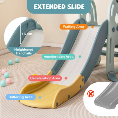 COSTWAY 4-in-1 Kids Slide and Swing Set Indoor Baby Slide Playset w ...