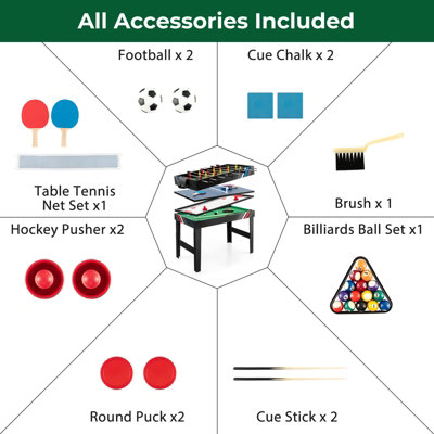 Costway 4 in 1 Multi Game Table Set Combination Soccer Air Hockey Billiards Table Tennis