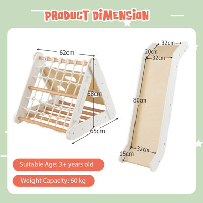Costway 4-in-1 Triangle Climbing Set Wooden Toddler Climber with Ramp ...