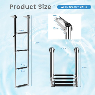 Costway 4-step Telescoping Boat Ladder Folding Dock Ladder Swimming ...