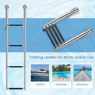Costway 4 step Telescoping Boat Ladder Folding Dock Ladder Swimming Pool Ladder