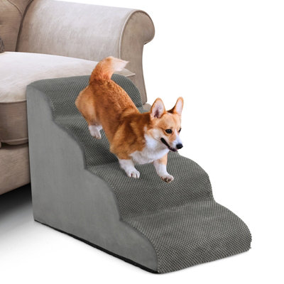 COSTWAY 4-Tier Foam Dog Ramp Non-Slip Dog Steps 51cm High Soft Pet ...