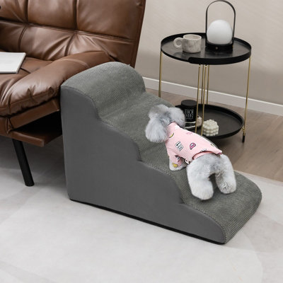 COSTWAY 4-Tier Foam Dog Ramp Non-Slip Dog Steps 51cm High Soft Pet ...