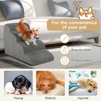 COSTWAY 4-Tier Foam Dog Ramp Non-Slip Dog Steps 51cm High Soft Pet ...