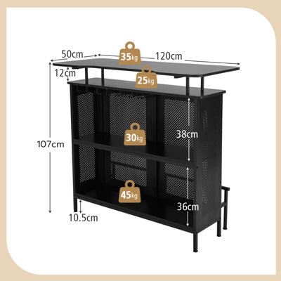 Amerilife Furniture Dextrus 5 Tier Home Bar Unit, 43"" Wine Cabinet ...