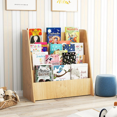 COSTWAY 4-Tier Kids Bookshelf Front Facing Children Bookcase Magazine ...