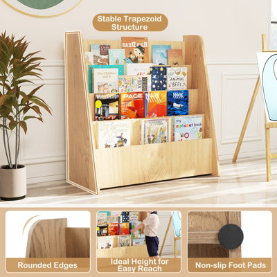 COSTWAY 4-Tier Kids Bookshelf Front Facing Children Bookcase Magazine ...