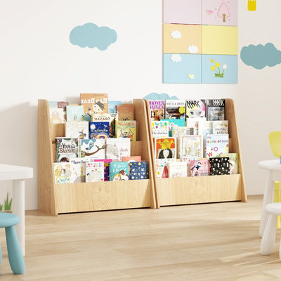 COSTWAY 4-Tier Kids Bookshelf Front Facing Children Bookcase Magazine ...