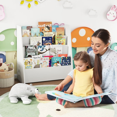 COSTWAY 4-Tier Kids Bookshelf Front Facing Children Bookcase Magazine ...