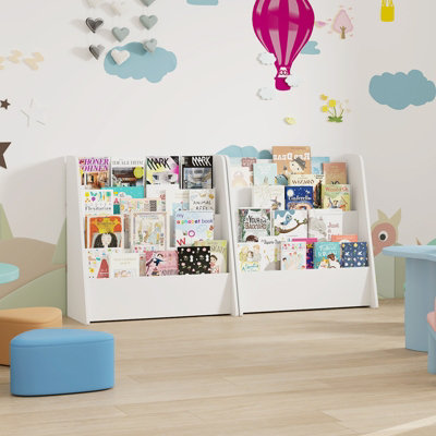 COSTWAY 4-Tier Kids Bookshelf Front Facing Children Bookcase Magazine ...