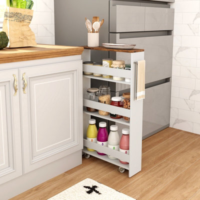 Costway 4-Tier Slim Storage Cart Narrow Rolling Kitchen Serving Cart w ...