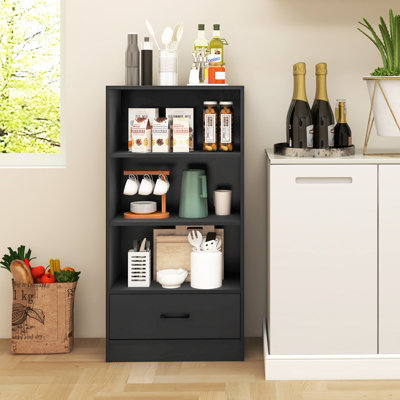 Costway 4-tier Storage Shelf Wood Bookcase Floor Standing Display Shelf ...