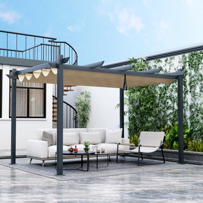 Costway 4 x 2.9M Outdoor Aluminum Retractable Pergola Canopy Shelter ...
