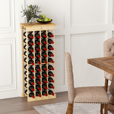Costway 40-Bottle Freestanding Wine Rack Natural Wood Wine Display ...
