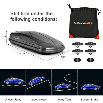 Costway 400L Car Roof Cargo Box SUVs Waterproof Carrier w/ Lock & Key ...
