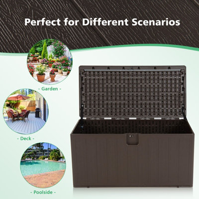 Costway 400L Outdoor Patio Deck Box Weather Resistant Storage Tools Bin ...