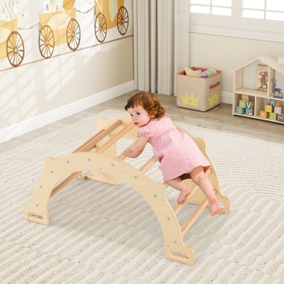 COSTWAY 41 cm Tall Kids Climbing Arch Sensory Table Montessori Wooden ...