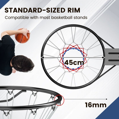 COSTWAY 45 CM Basketball Rim Replacement Wall Mounted Basketball Hoop