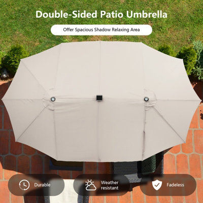 Costway 450 x 265cm Extra-Large Patio Parasol Double-Sided Market ...