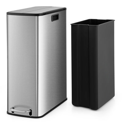 Costway 46L Trash Can Kitchen Waste Bin Slim Step Garbage Can w ...