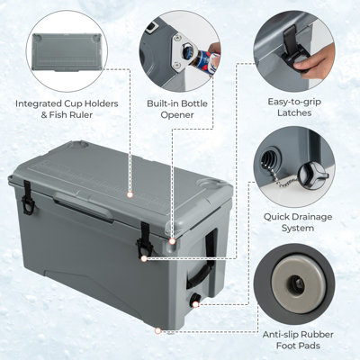 Costway 47 L Rotomolded Cooler Insulated Portable Ice Chest with ...