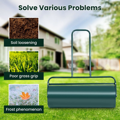 Costway 48L Steel Garden Lawn Roller Water Sand Filled Outdoor Grass ...
