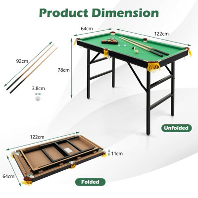 Costway 4FT Folding Billiards Table Portable Pool Game Table Set with 2 ...
