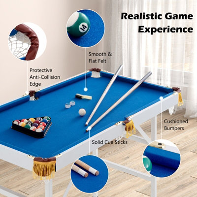 Costway 4FT Folding Billiards Table Portable Pool Game Table Set with 2 ...