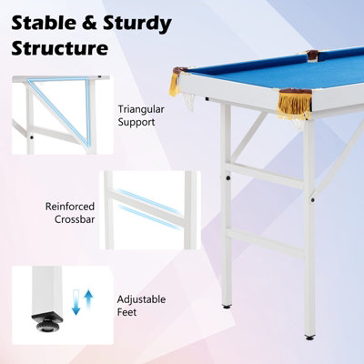 Costway 4FT Folding Billiards Table Portable Pool Game Table Set with 2 ...