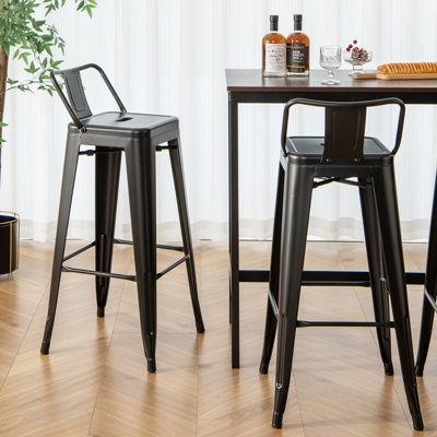 Costway 4Pcs Kitchen Bar Stools Set 76cm Metal Frame Counter Height ...