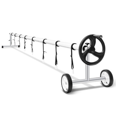 Costway 5.5 m Pool Cover Reel Set Adjustable Above Ground Pool Solar ...